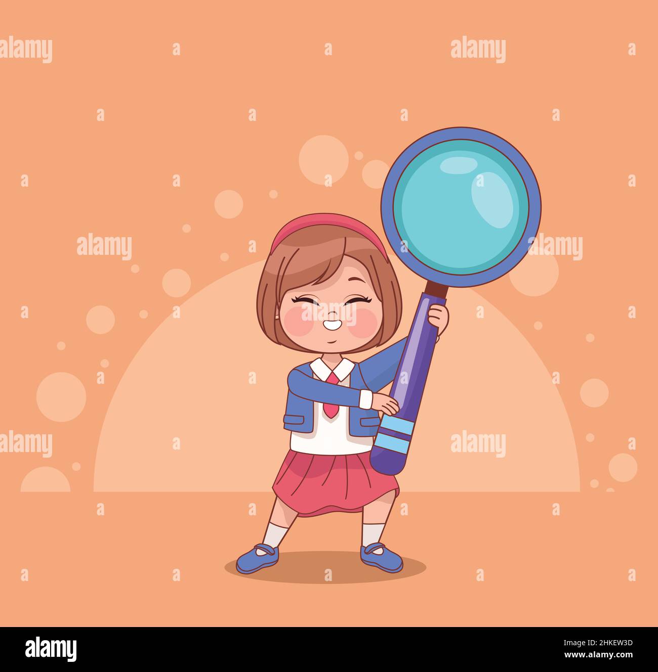 student girl with magnifying glass Stock Vector Image & Art - Alamy