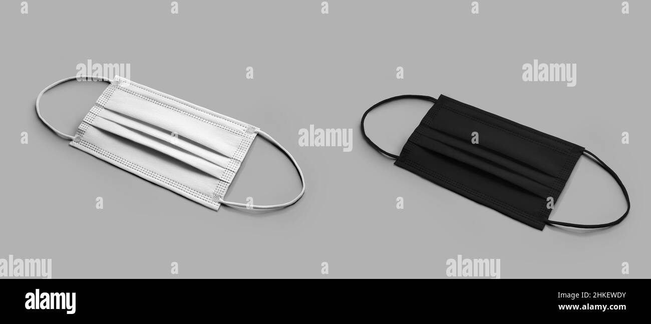 Mockup of white, black surgical mask, isolated on background ...