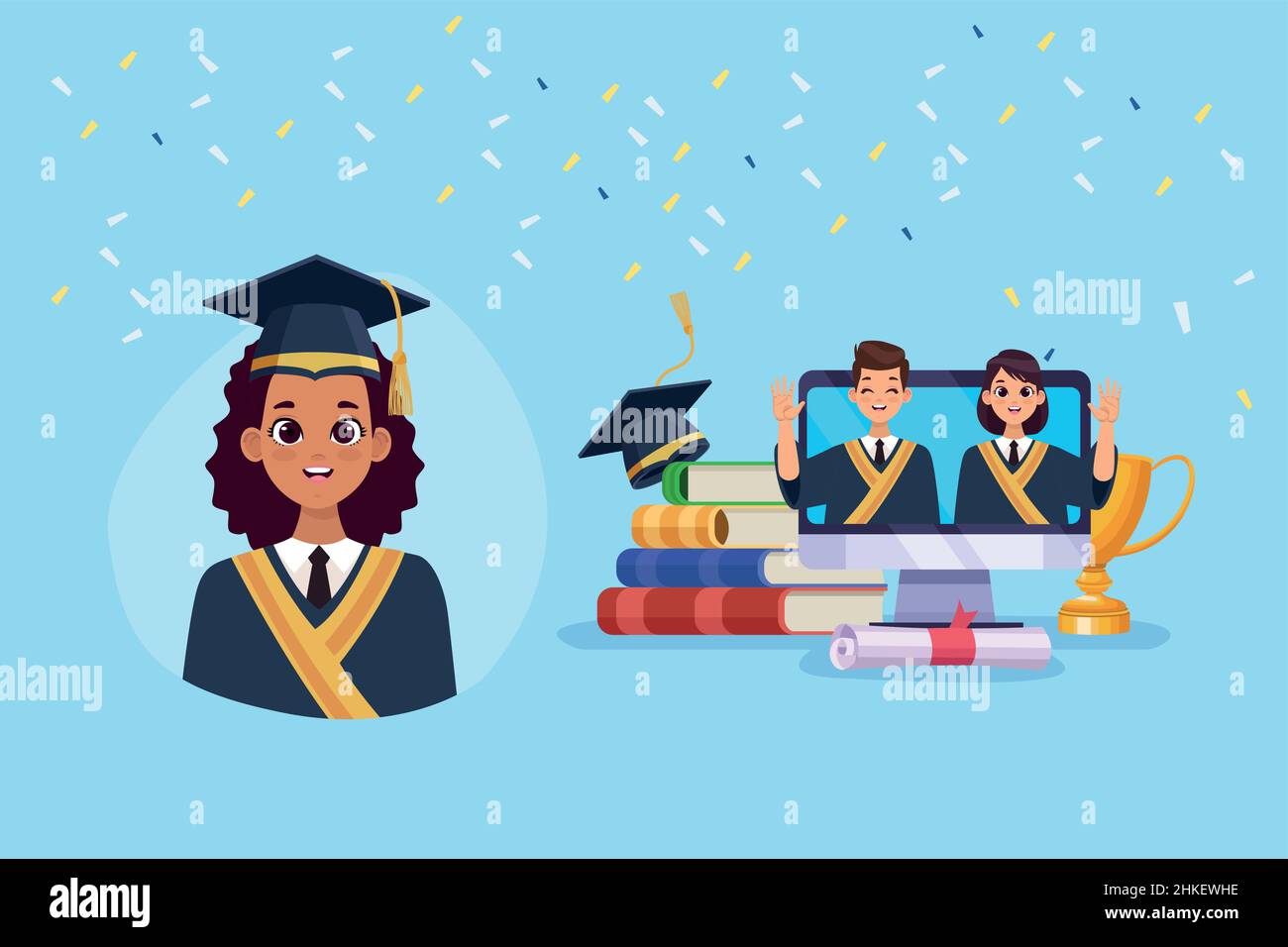 students graduates in computer Stock Vector Image & Art - Alamy