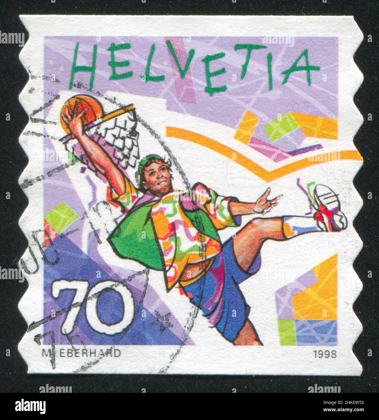 SWITZERLAND - CIRCA 1998: stamp printed by Switzerland, shows Street ...