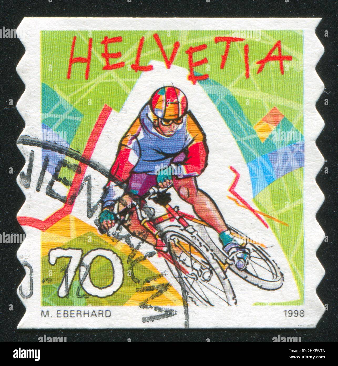 SWITZERLAND - CIRCA 1998: stamp printed by Switzerland, shows Mountain ...
