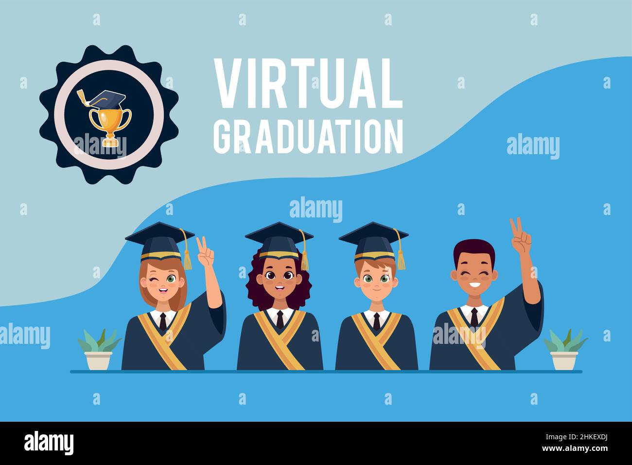 four students graduates Stock Vector Image & Art - Alamy