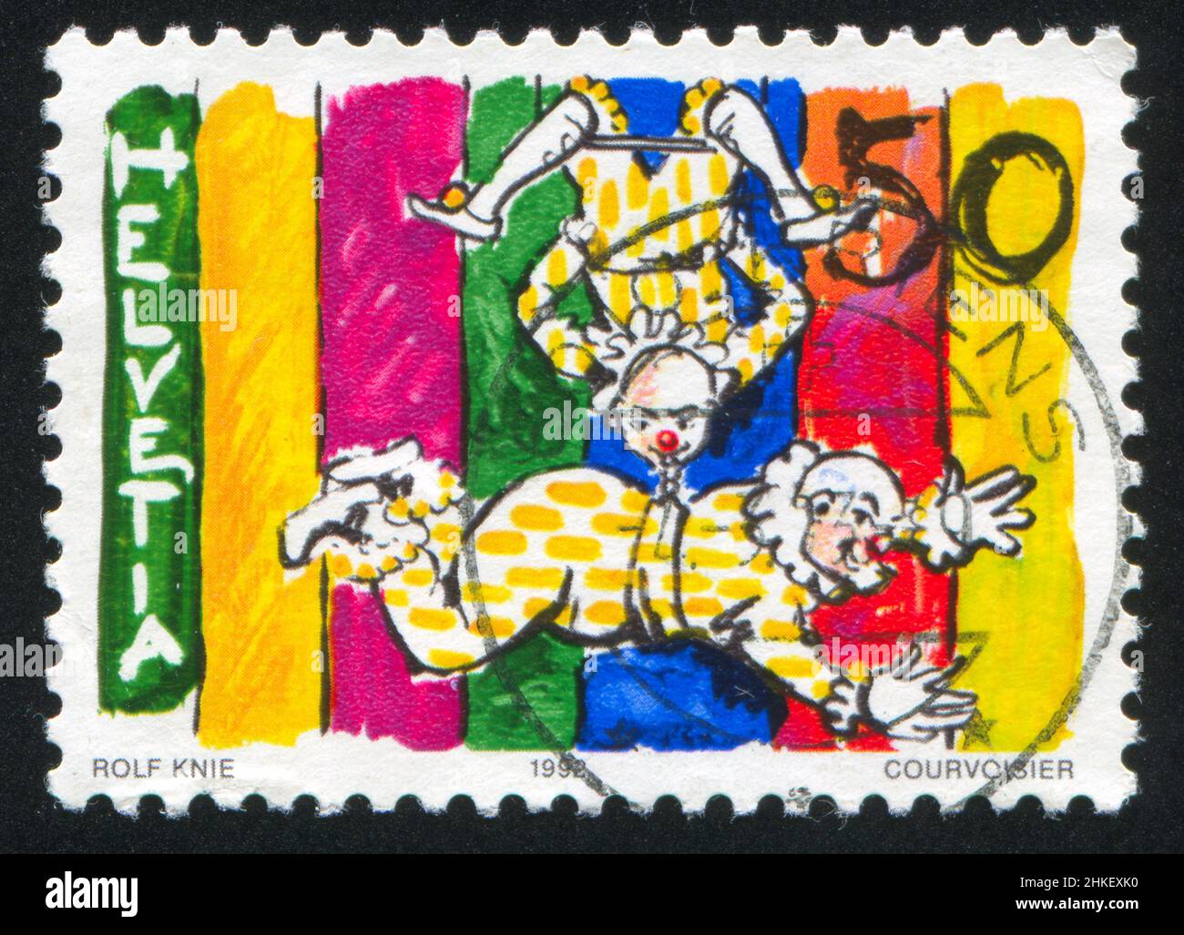 SWITZERLAND - CIRCA 1992: stamp printed by Switzerland, shows Clowns on ...