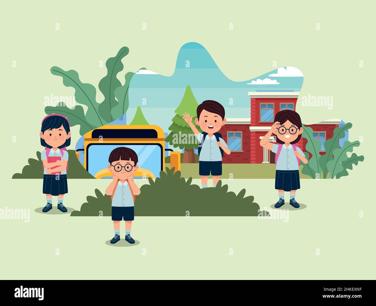 four students in classroom Stock Vector Image & Art - Alamy