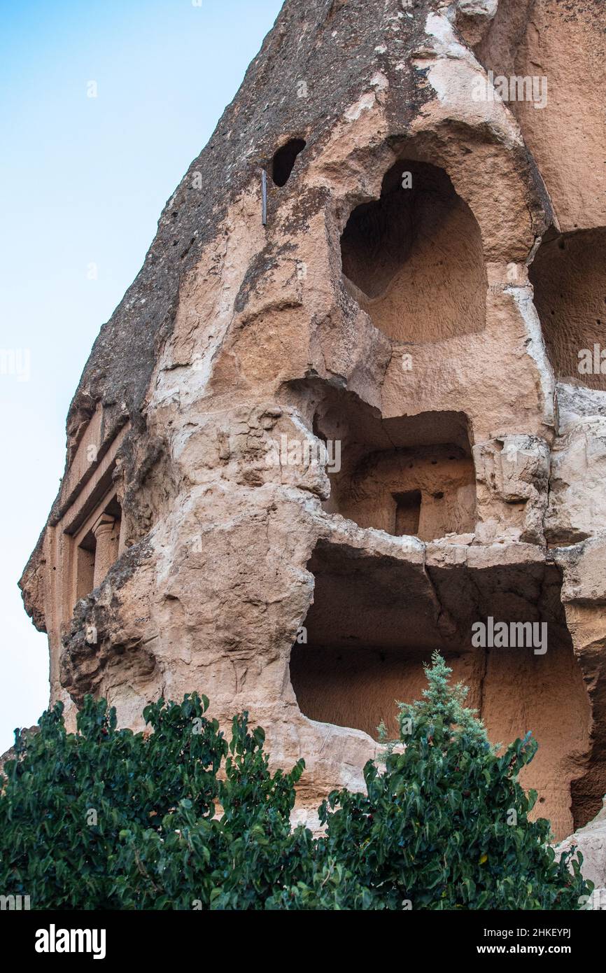 impressive Fairy chimney formations rising up around Goreme town centre ...