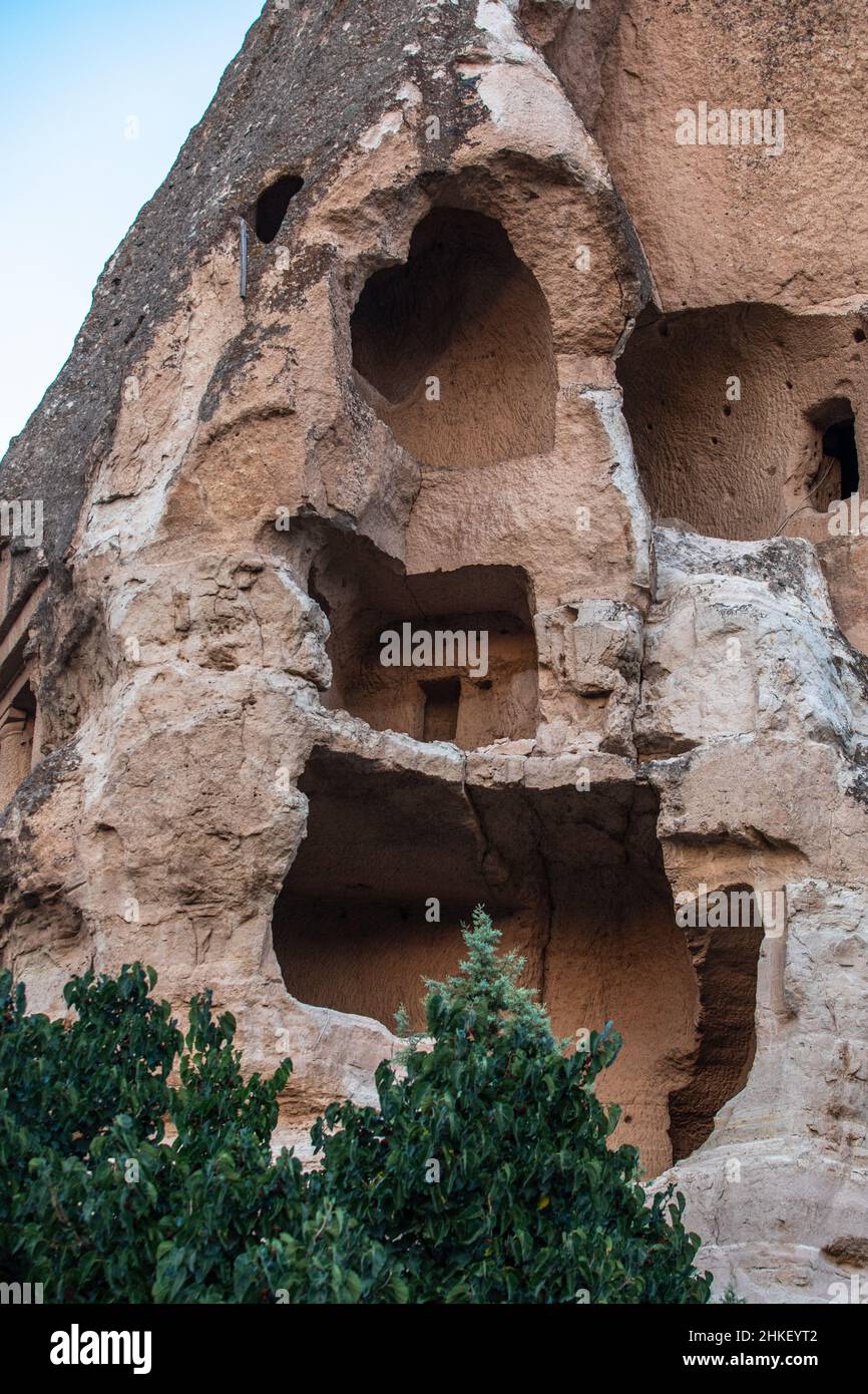 impressive Fairy chimney formations rising up around Goreme town centre ...