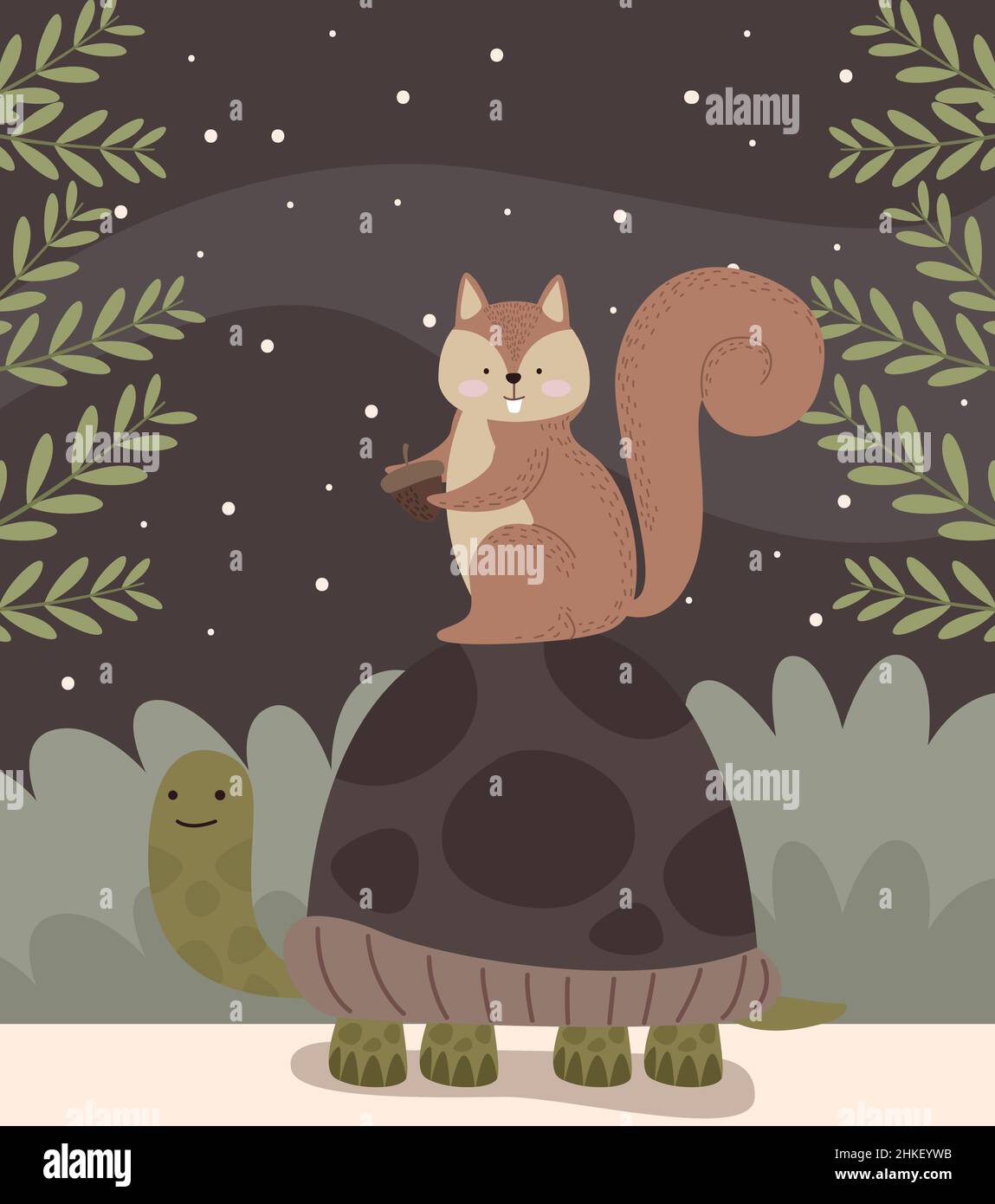 cute chipmunk over turtle Stock Vector Image & Art - Alamy