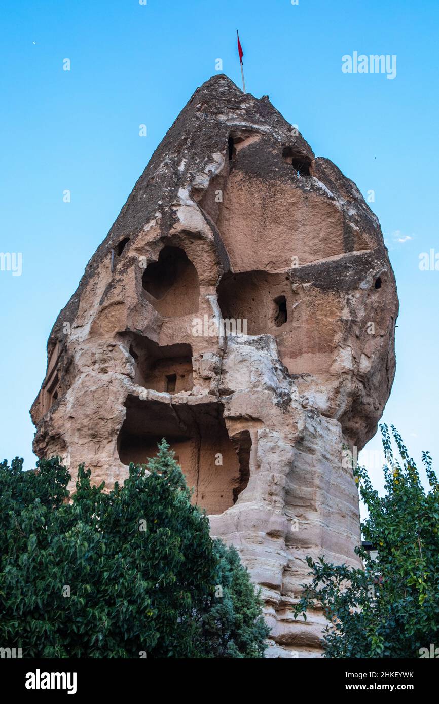 impressive Fairy chimney formations rising up around Goreme town centre ...