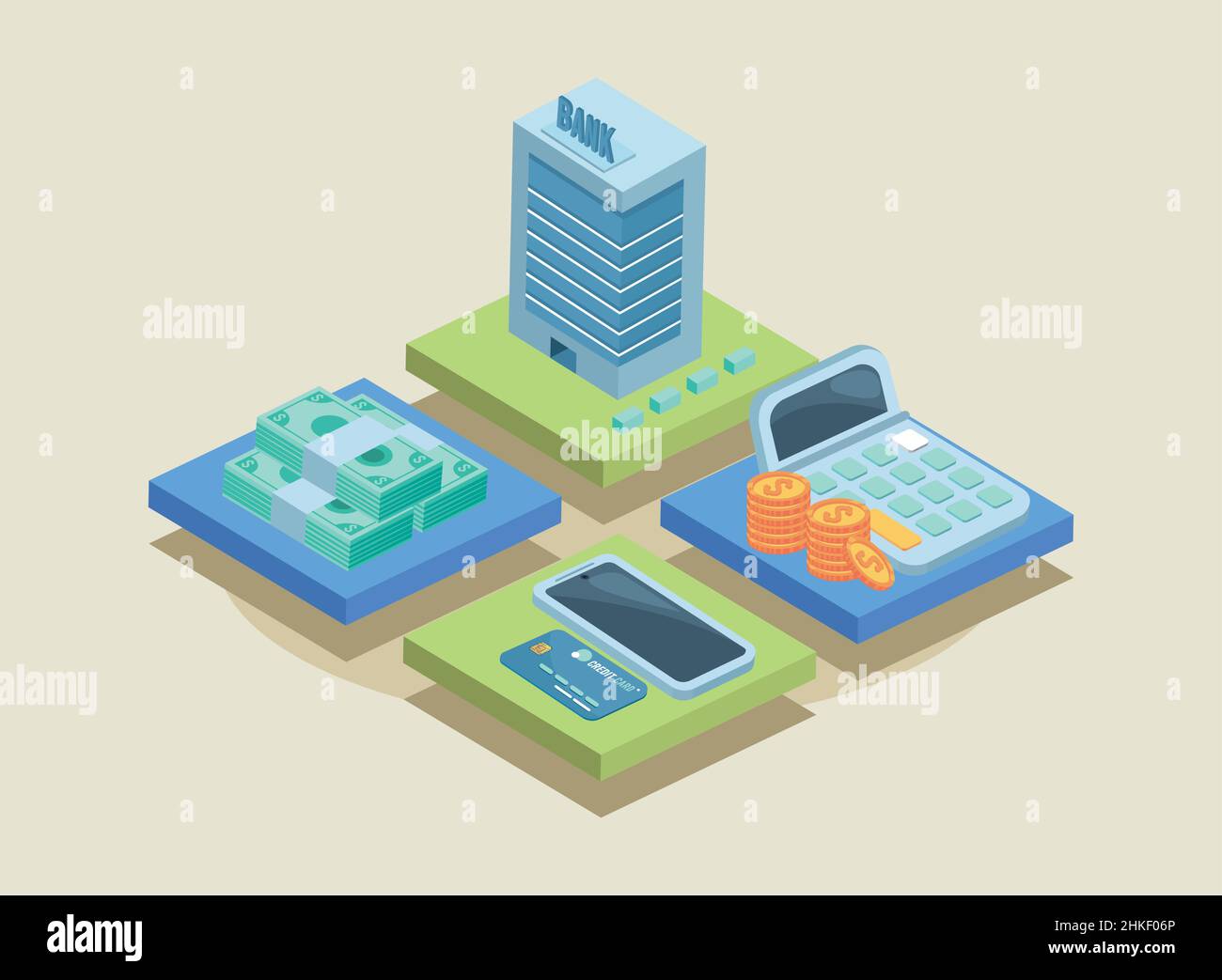 isometric virtual banking icons Stock Vector Image & Art - Alamy