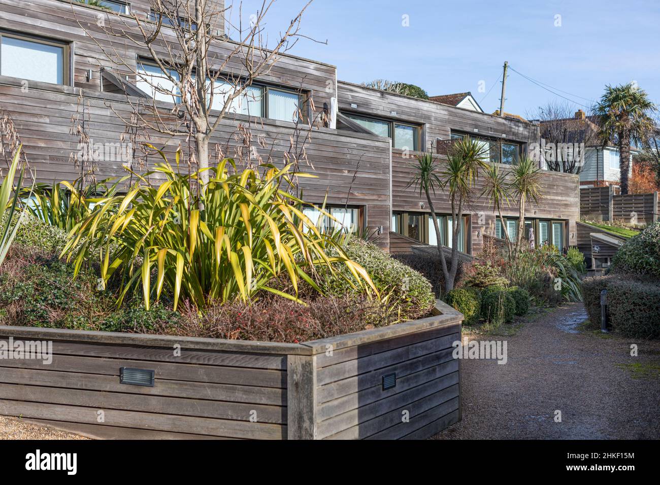 Modern apartment block with wooden cladding Stock Photo - Alamy