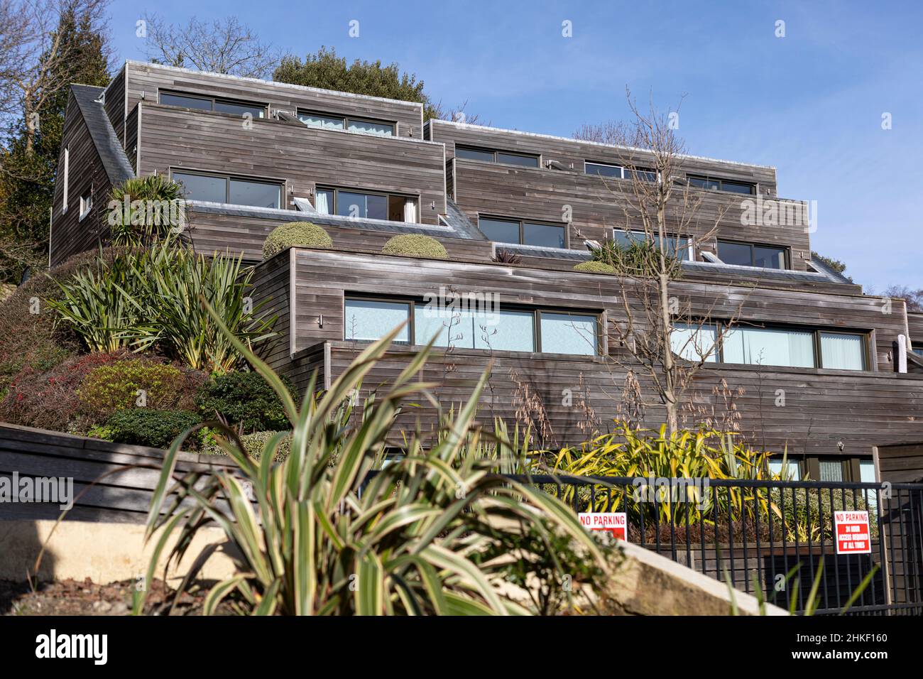 Modern apartment block with wooden cladding Stock Photo - Alamy