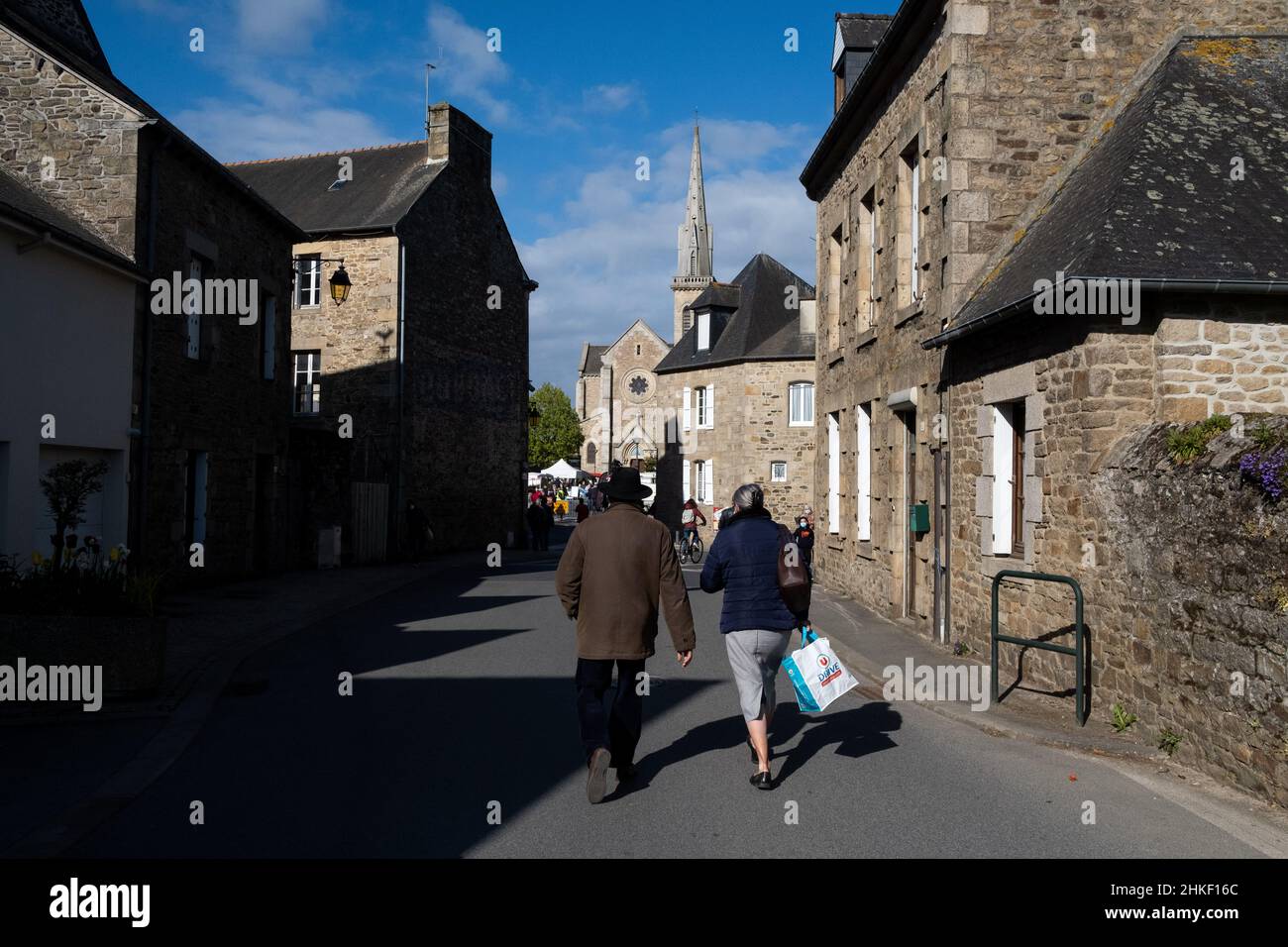 France, Brittany, Broons, Spring 2021. Illustration of daily life in ...