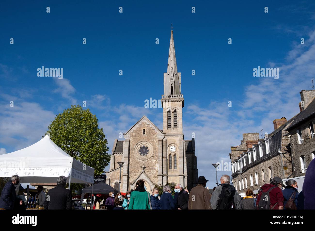 France, Brittany, Broons, Spring 2021. Illustration of daily life in ...