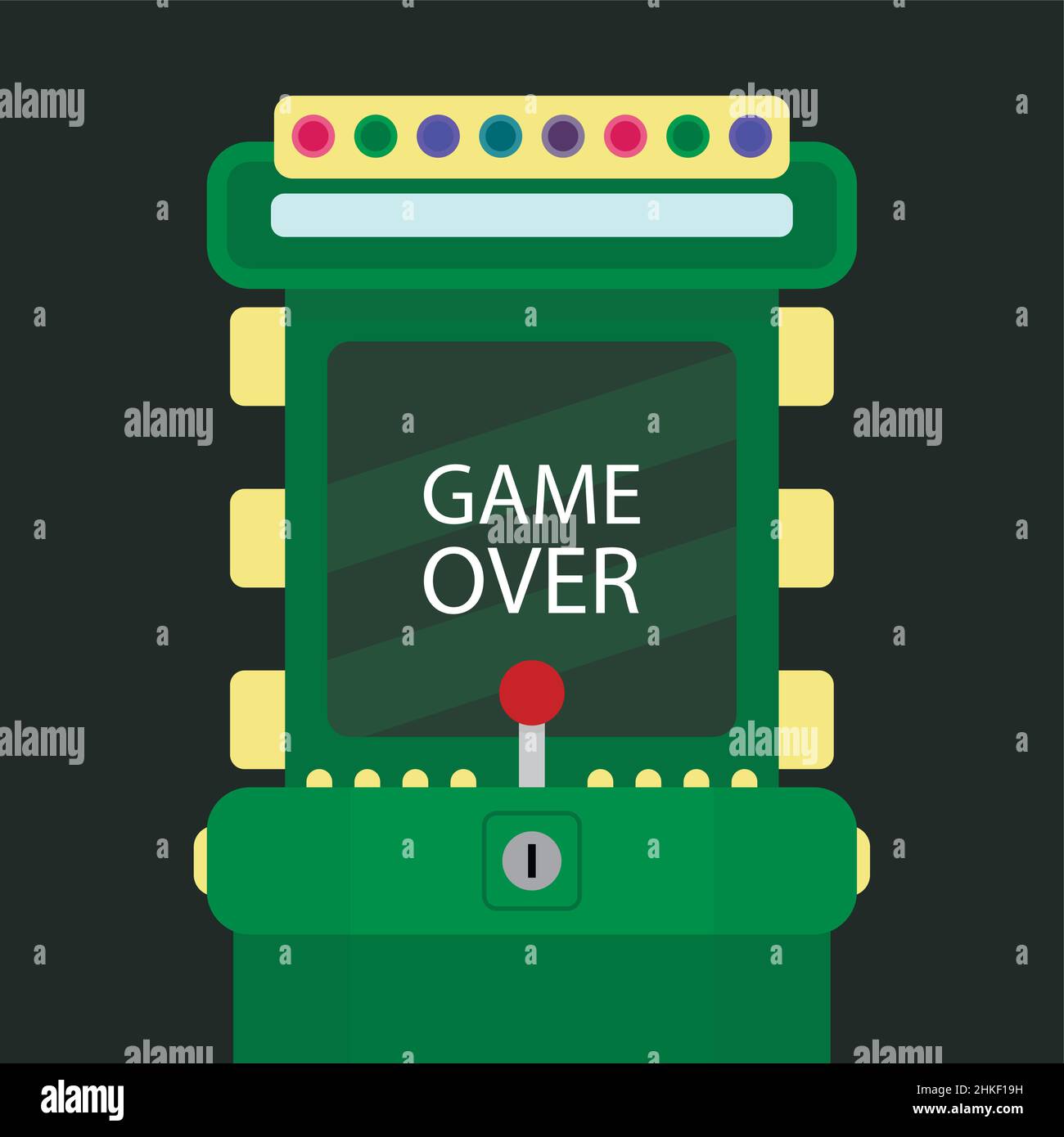 Game over arcade banner, end of playing in computer game. Vector ...