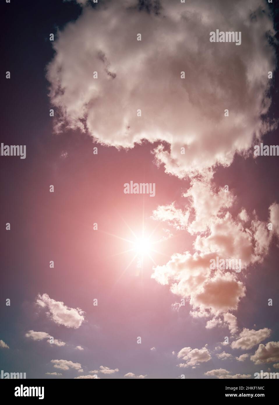 sky with clouds and bright red sun Stock Photo - Alamy