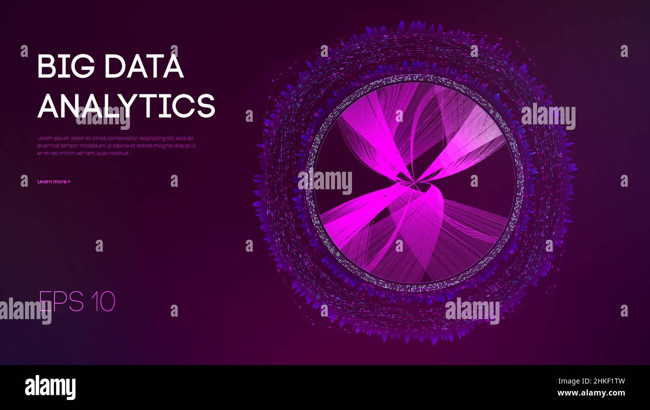 Abstract purple big data visualisation on dark blue background ...