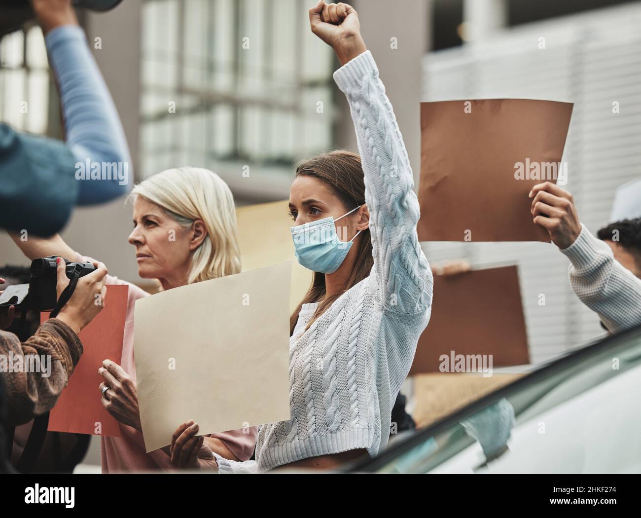 We have rights. Cropped shot of a group of people holding signs while ...