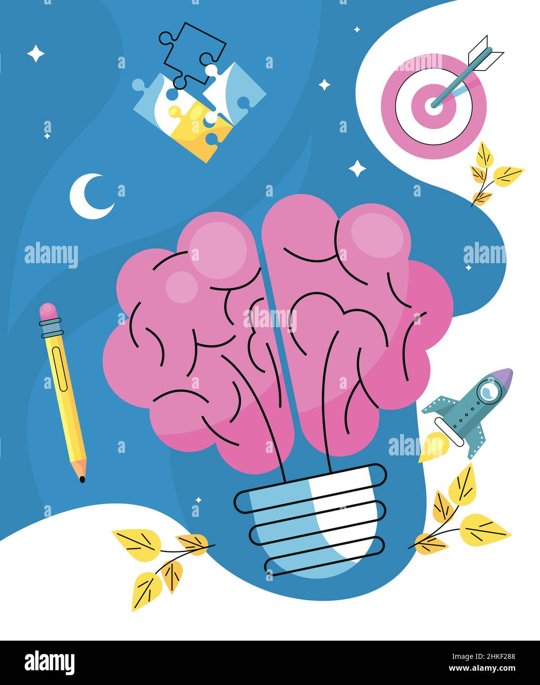 brain with icons Stock Vector Image & Art - Alamy