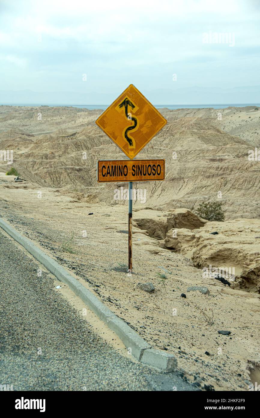 Crooked road beware of curves hi-res stock photography and images - Alamy