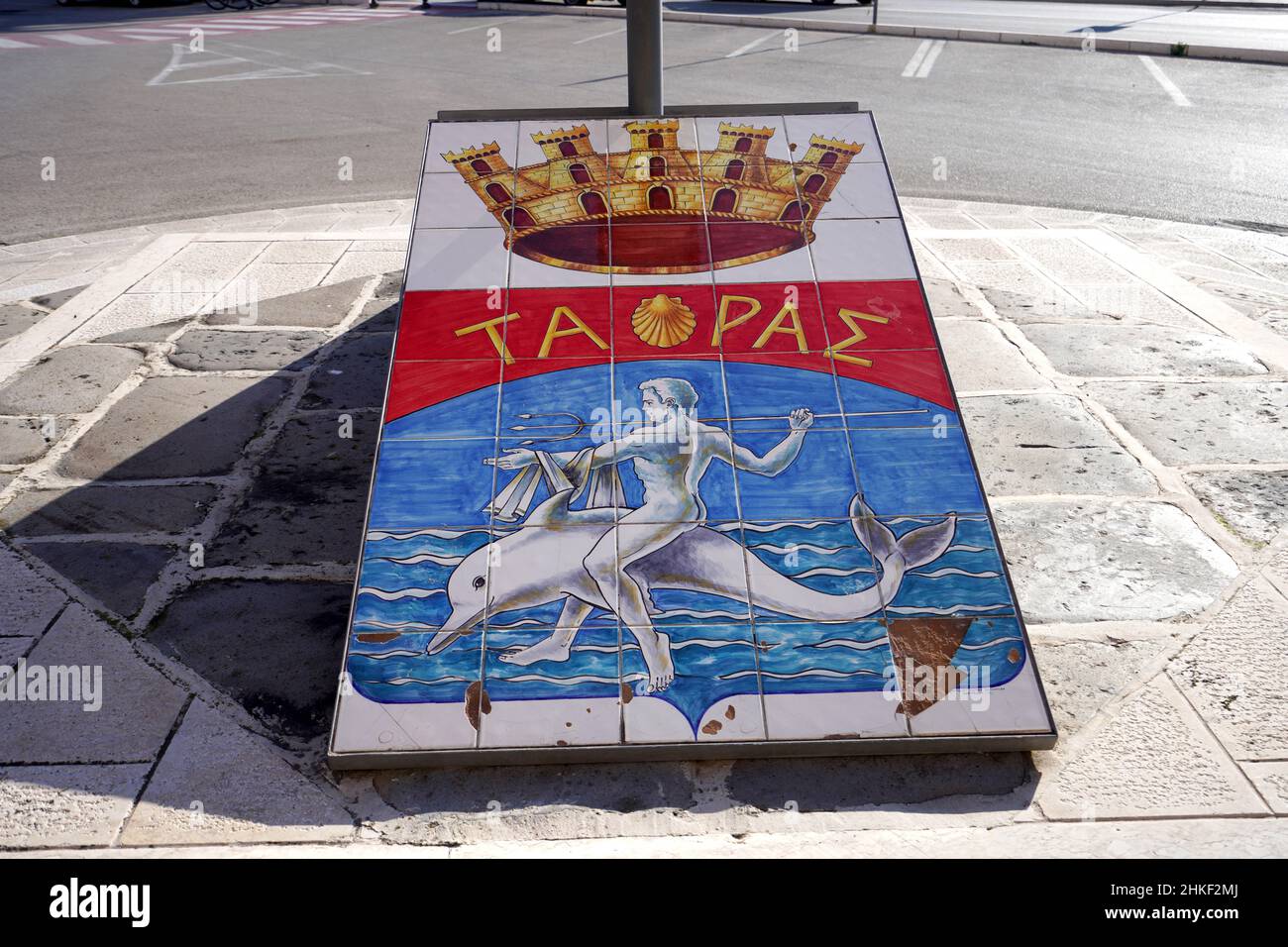 TARAS coat of arms of the city of Taranto, Apulia, Italy Stock Photo ...