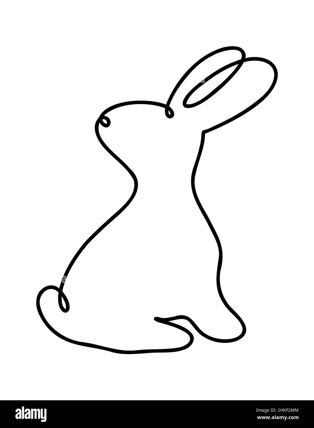 Funny rabbits. Easter bunny continuous one line drawing. Black and ...
