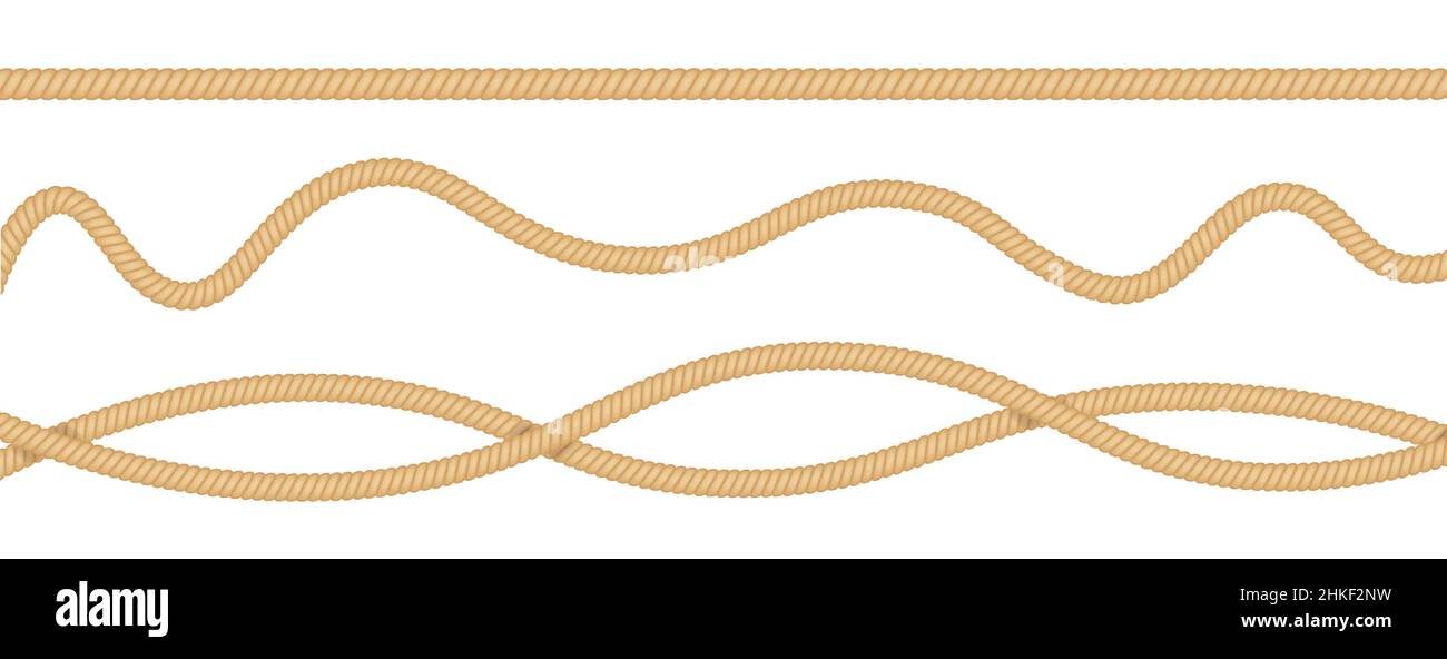 Nautical loops. Vector knots for rope. Realistic knot round and square ...