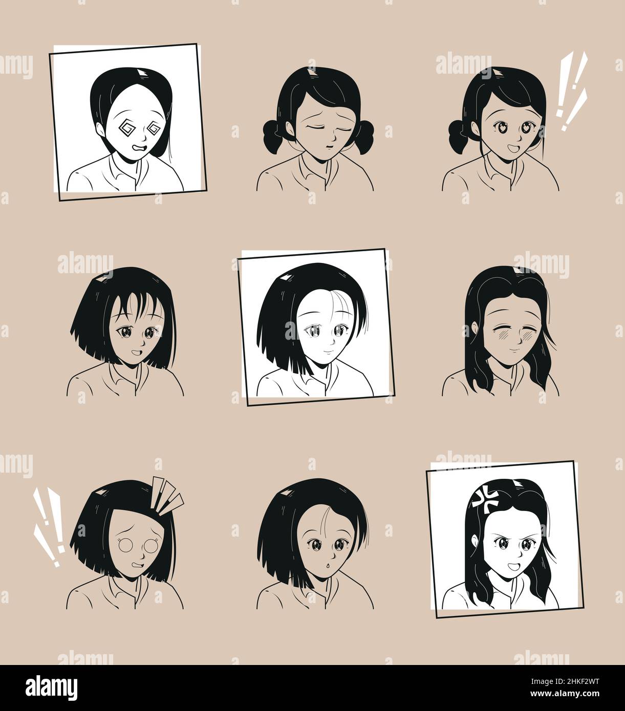 anime women collection Stock Vector Image & Art - Alamy