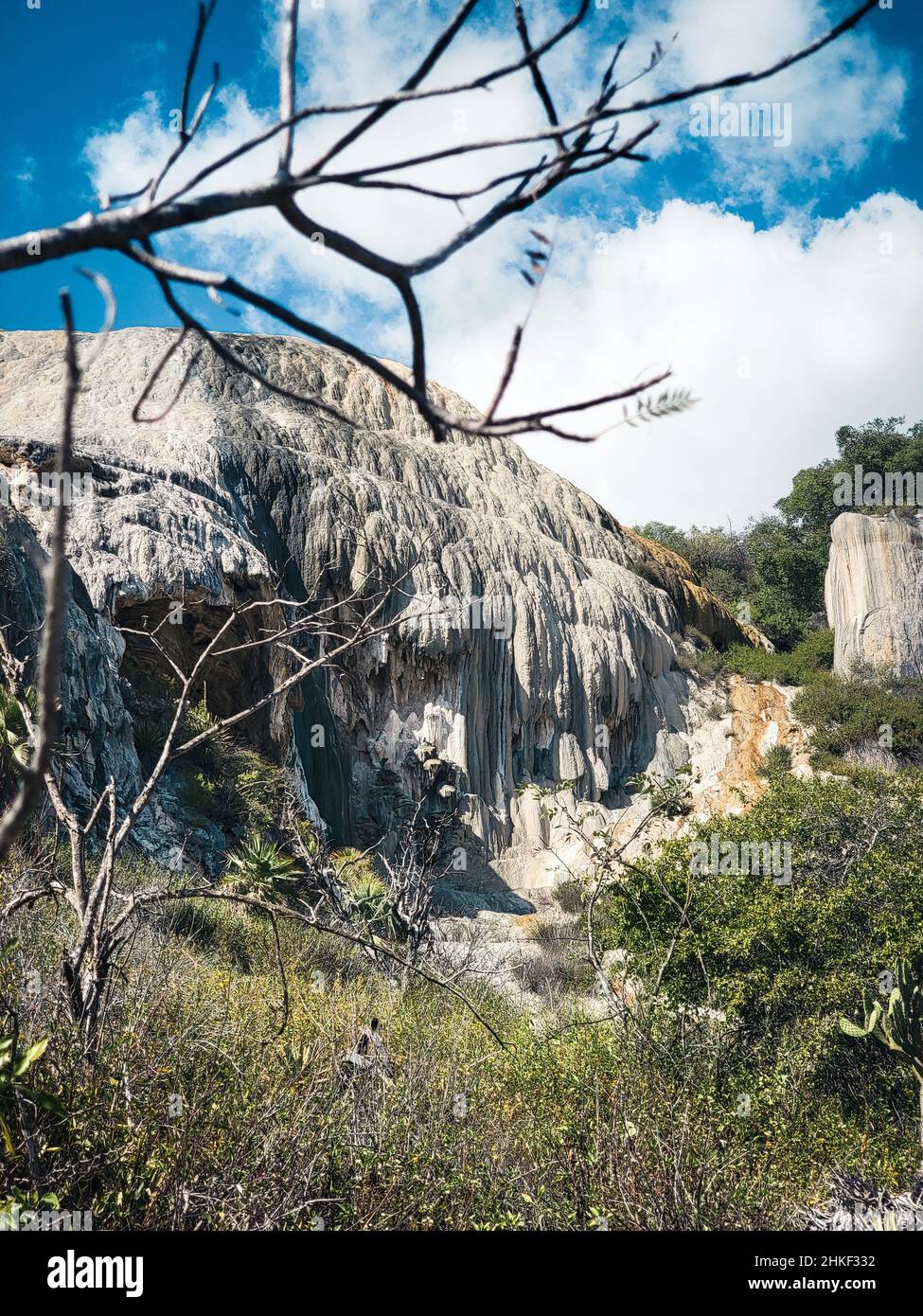 Beautiful shot of a natural springs "Hierve El Agua" with calcified ...