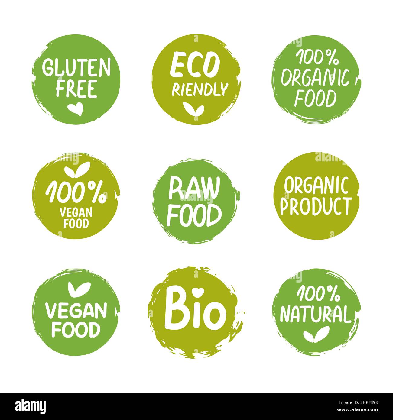 Bio green labels. Organic eco logo set. Vector ecology round banners or ...