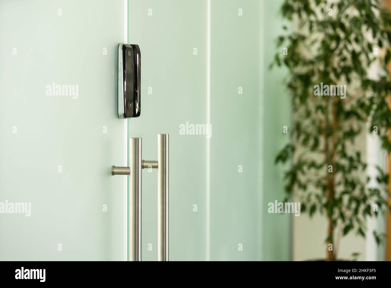 Electronic Code Entry. glass door, hand, intercom Stock Photo - Alamy