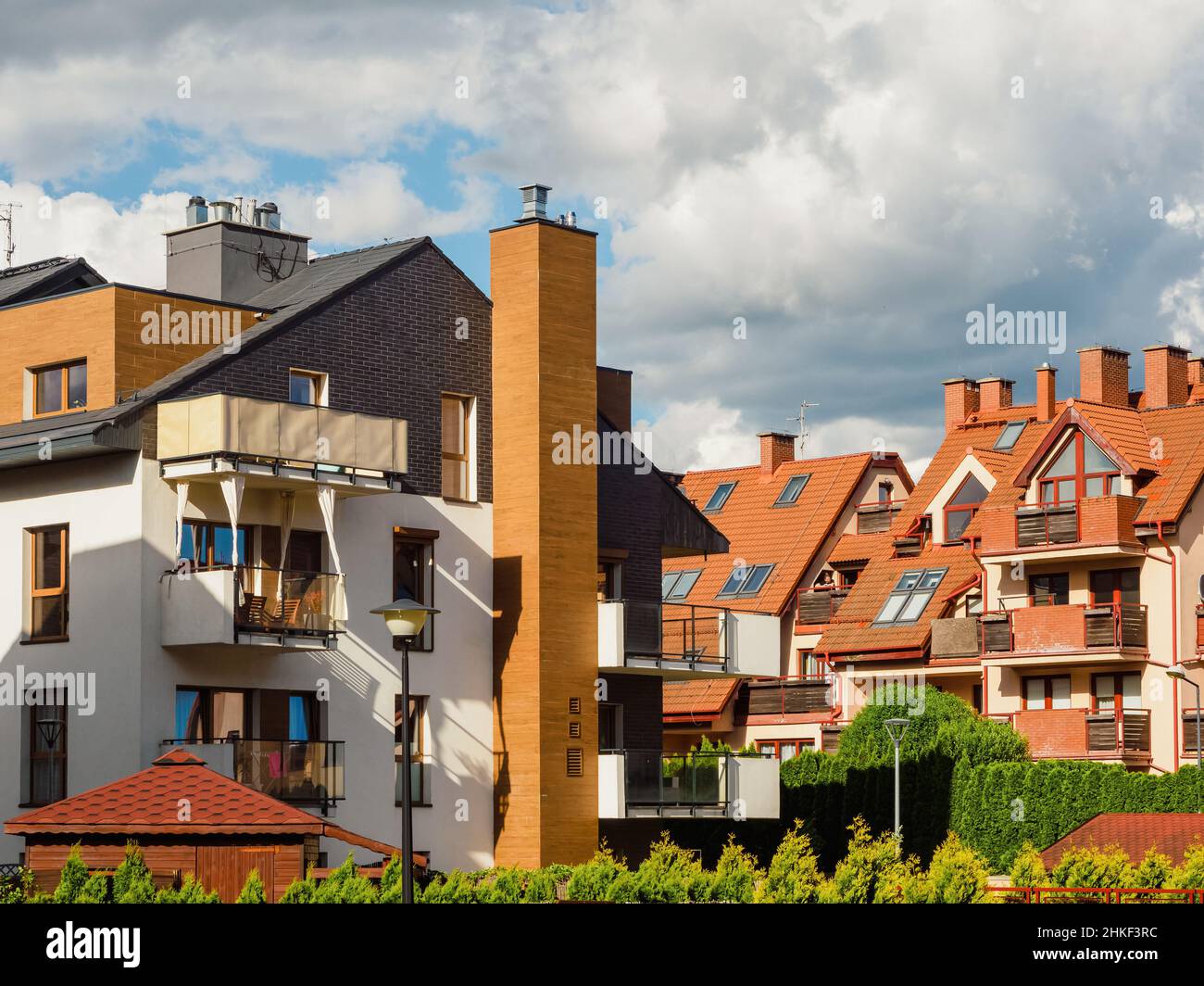 modern cozy apartment building in a city accommodation district ...