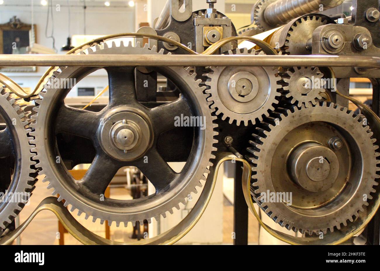 Vintage rotary printing presses of the mechanical engineering company ...