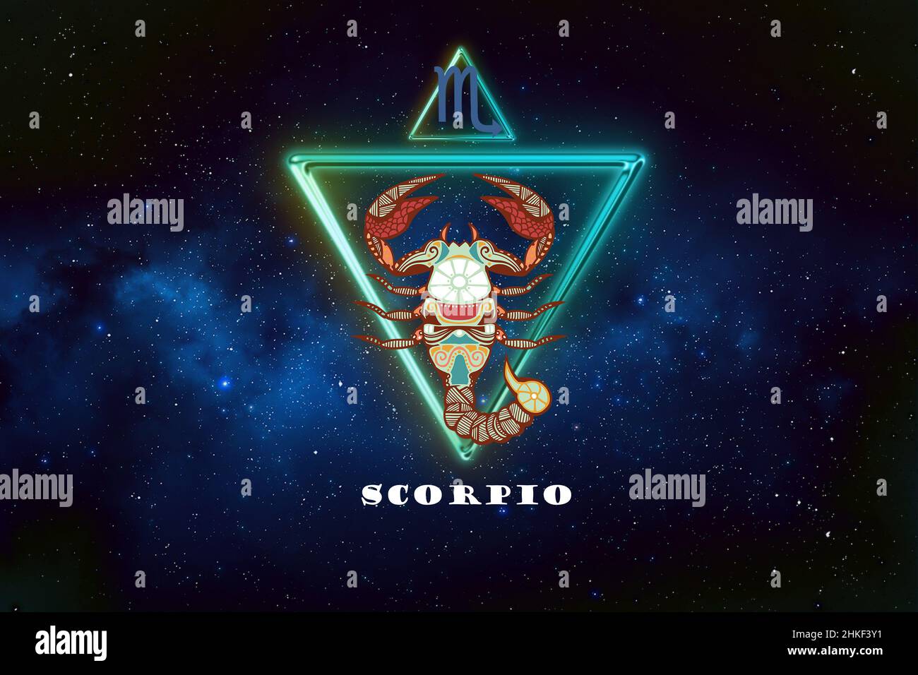 scorpio horoscope sign in twelve zodiac with galaxy stars background ...