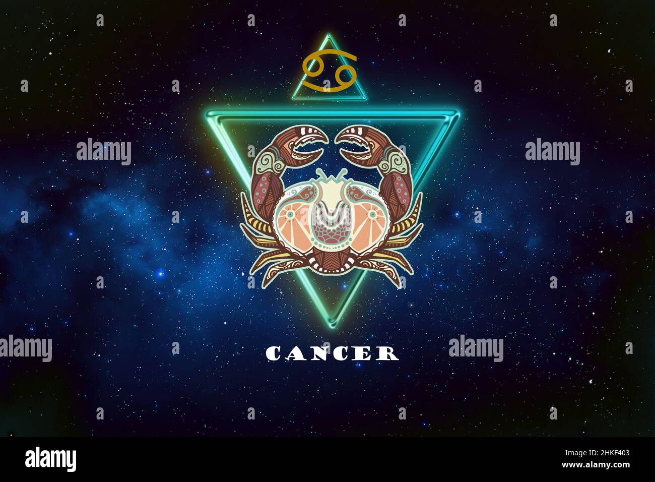 cancer horoscope sign in twelve zodiac with galaxy stars background ...