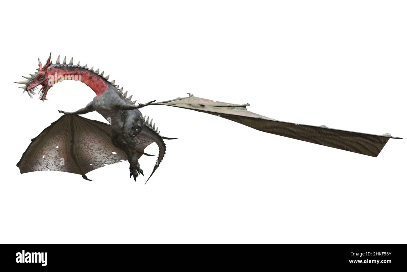 3D illustration fantasy flying dragon isolated on white Stock Photo - Alamy