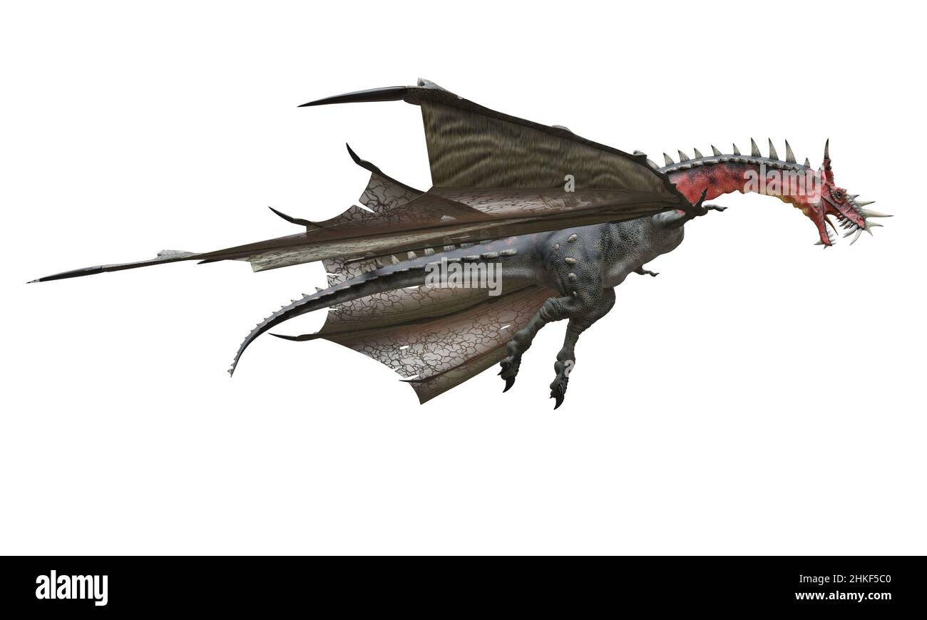 3D illustration fantasy flying dragon isolated on white Stock Photo - Alamy