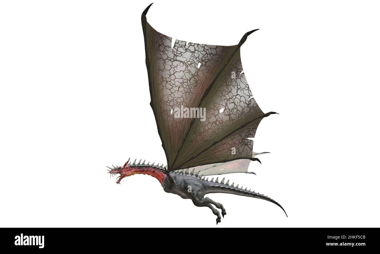 3D illustration fantasy flying dragon isolated on white Stock Photo - Alamy