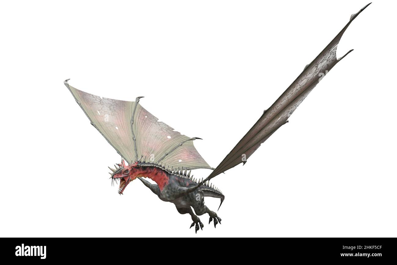 3D illustration fantasy flying dragon isolated on white Stock Photo - Alamy