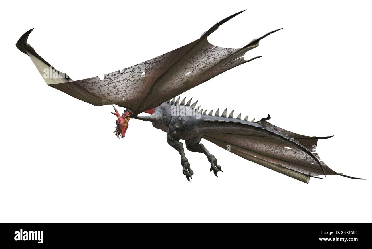 3D illustration fantasy flying dragon isolated on white Stock Photo - Alamy