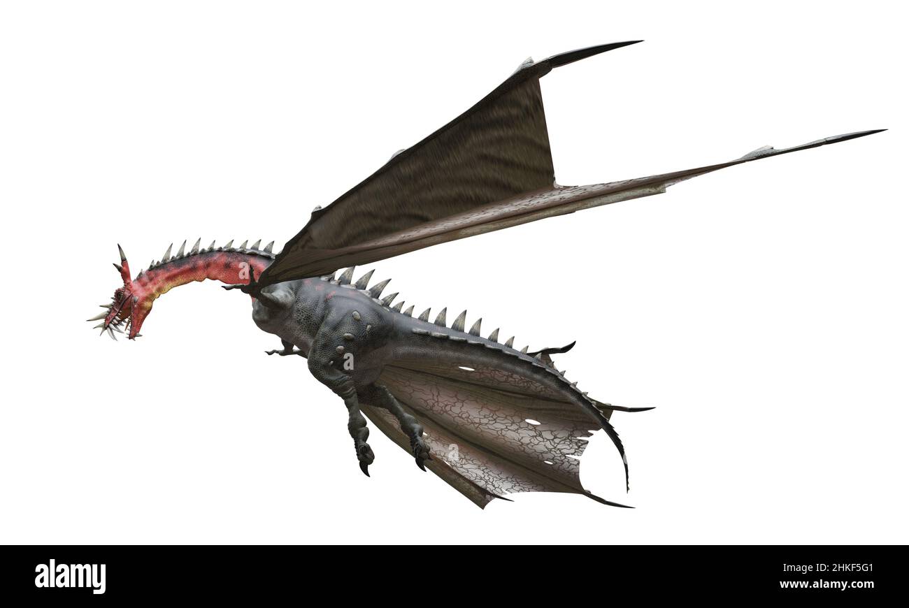 3D illustration fantasy flying dragon isolated on white Stock Photo - Alamy