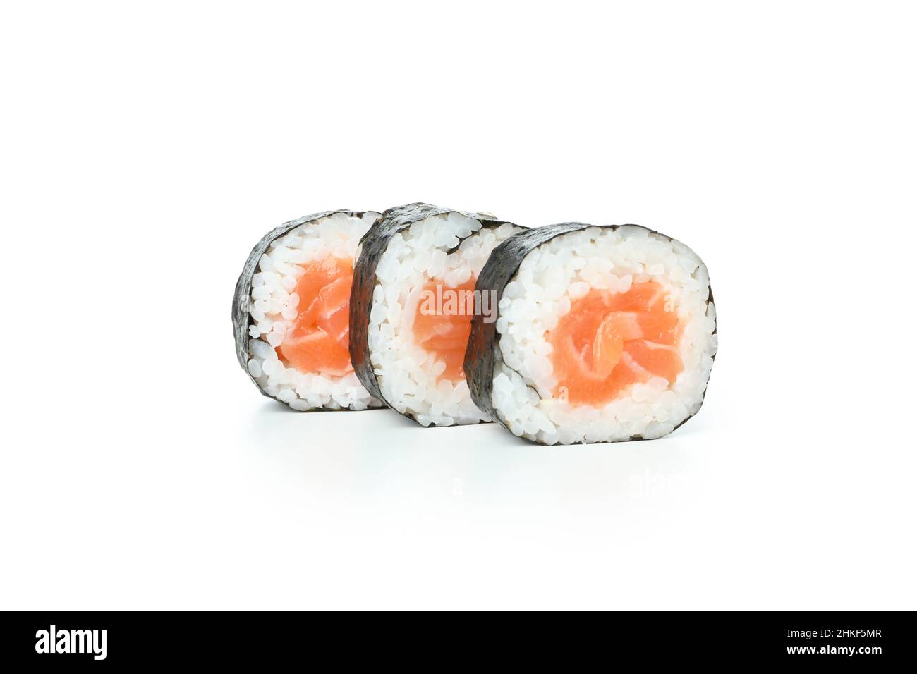 Three tasty maki isolated on white background Stock Photo - Alamy