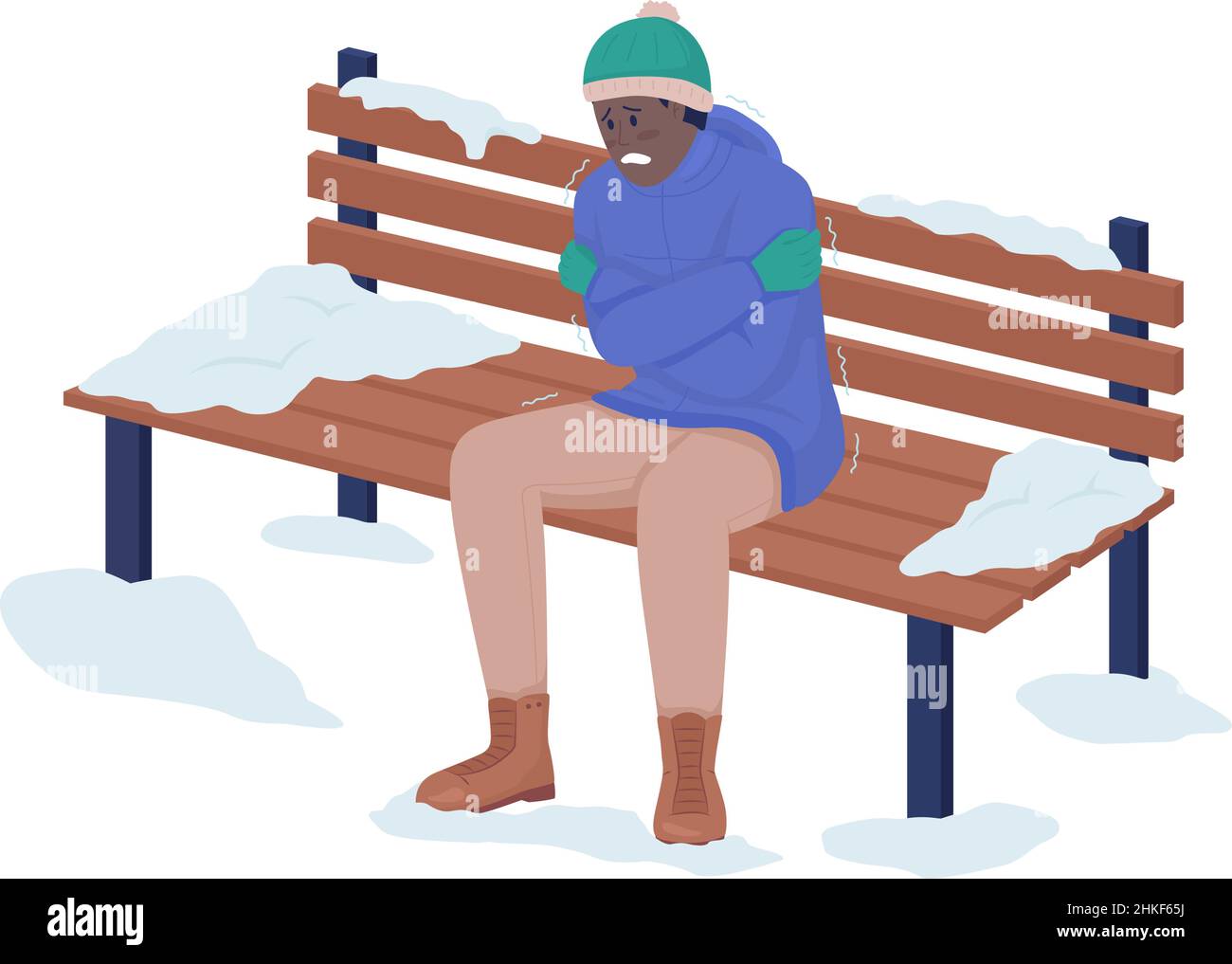 Vector Cartoon Illustration Man Freezing High Resolution Stock ...