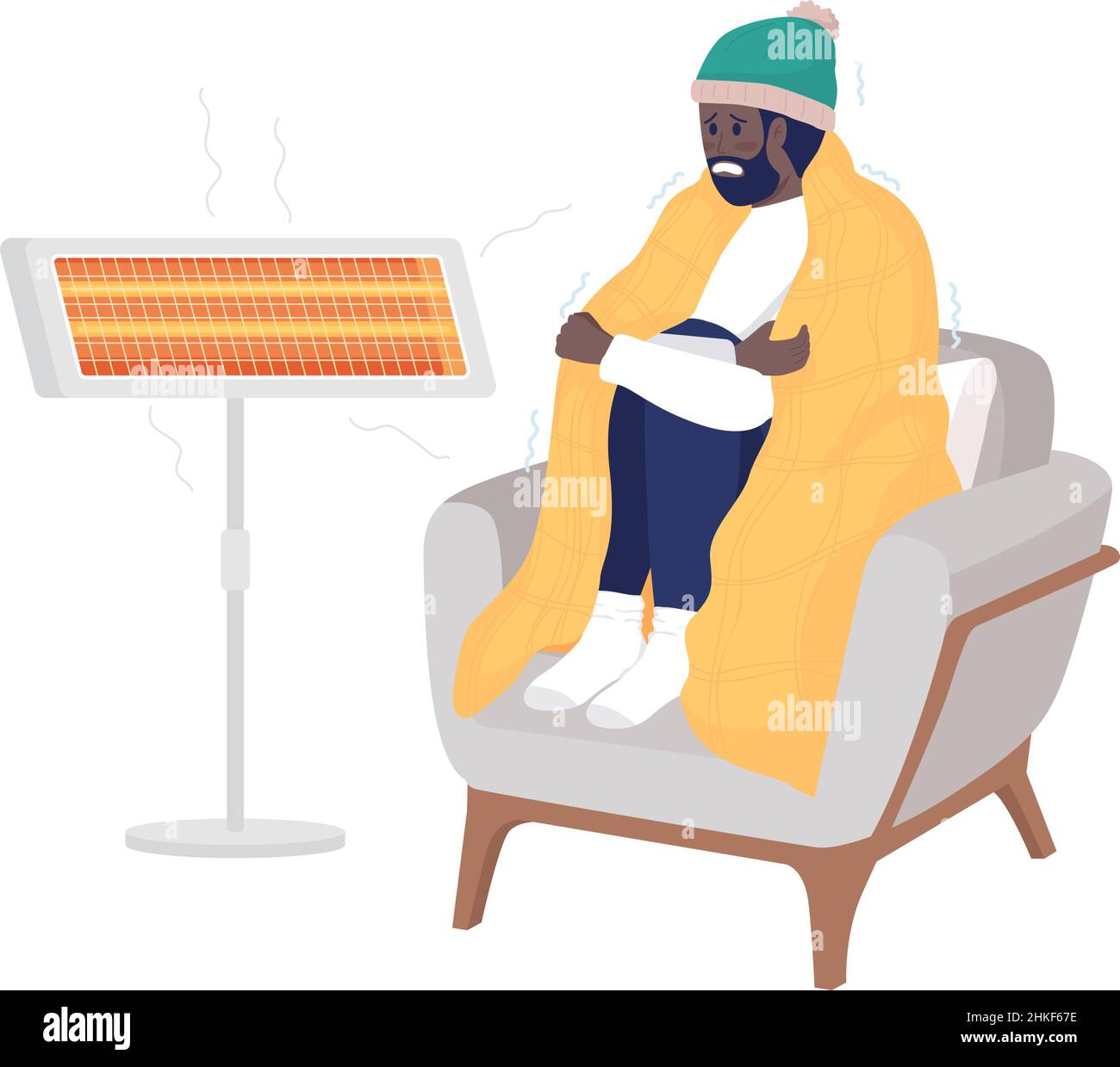 Vector Cartoon Illustration Man Freezing High Resolution Stock ...