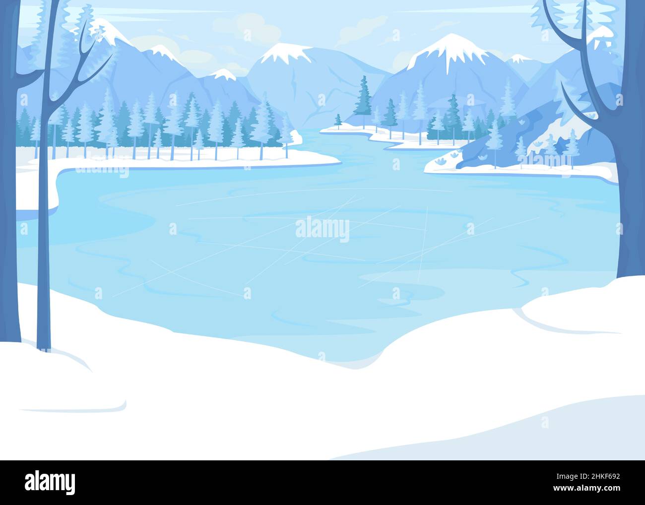 Frozen alpine lake Stock Vector Images - Alamy