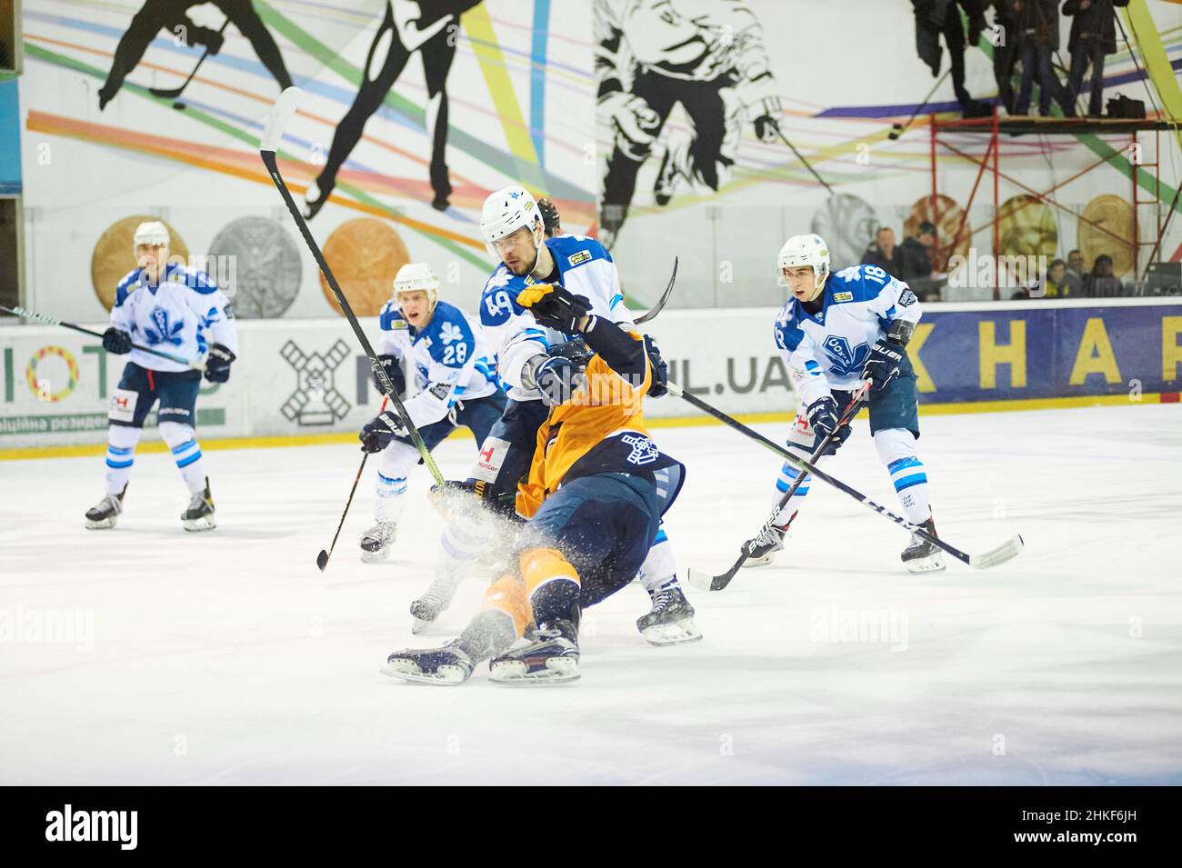 KHARKIV, UKRAINE - FEBRUARY 2, 2022: The hockey match of Ukrainian ...