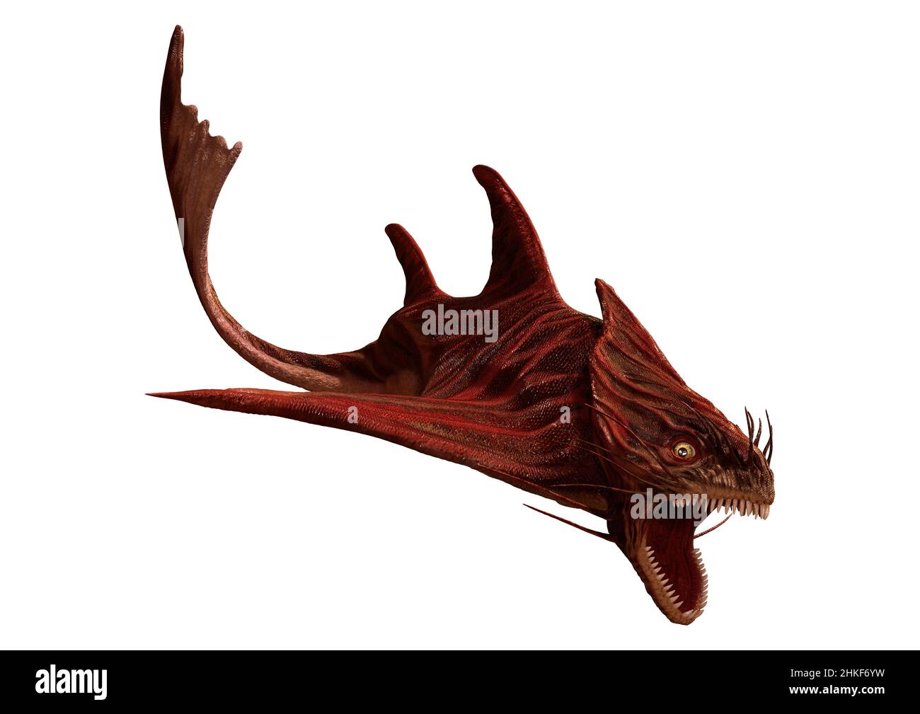 3D rendering of a red vicious fish isolated on white background Stock ...