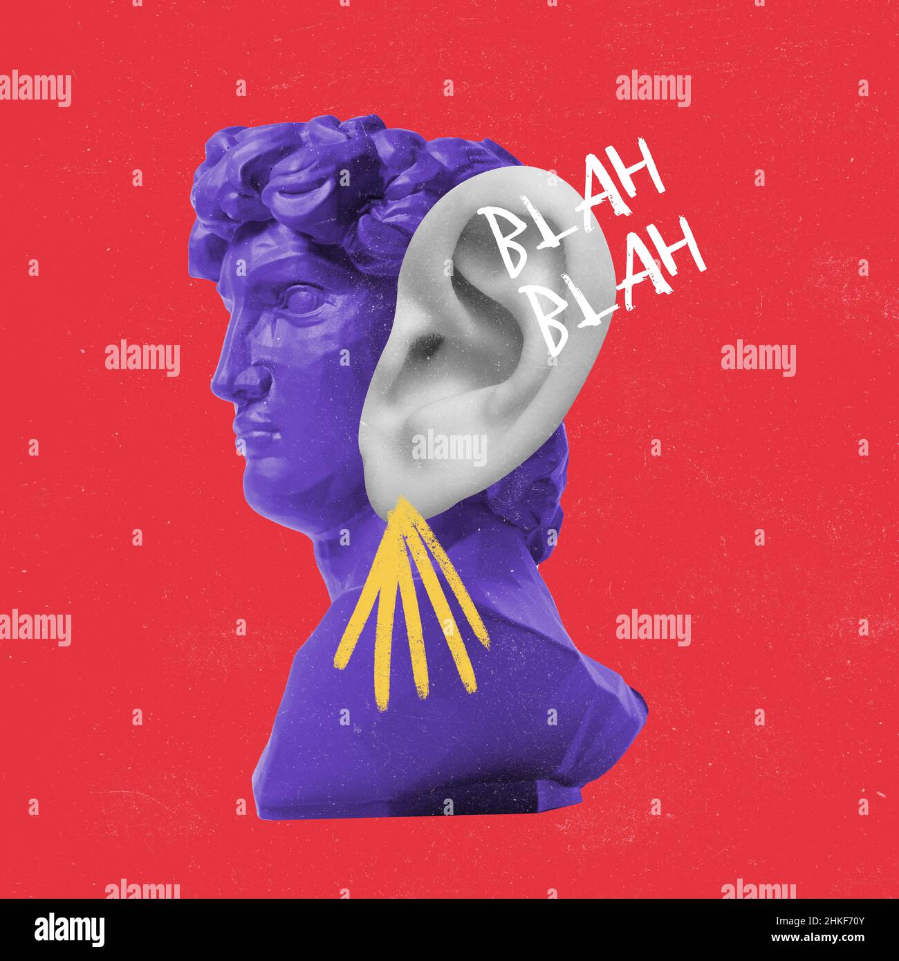 Contemporary art collage. Creative design of antique statue bust gian ...