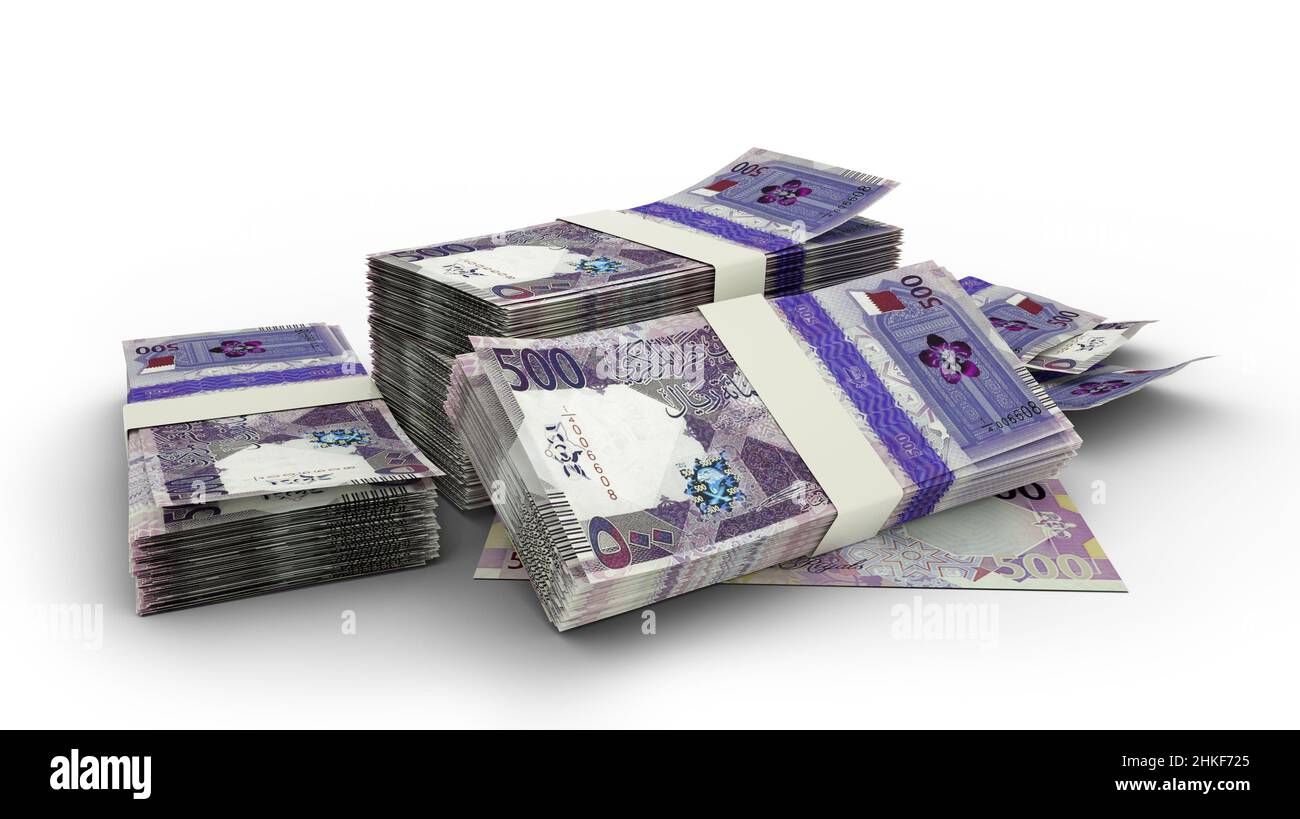 3D Stack of Qatar Riyal notes isolated Stock Photo - Alamy