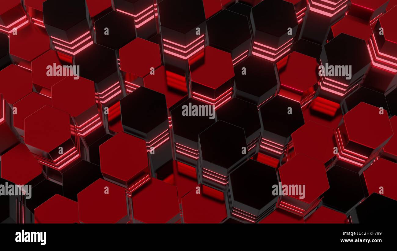 Abstract of futuristic surface hexagon pattern with light rays. Modern ...