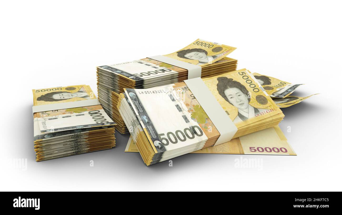 3D Stack of Korean won notes Stock Photo - Alamy